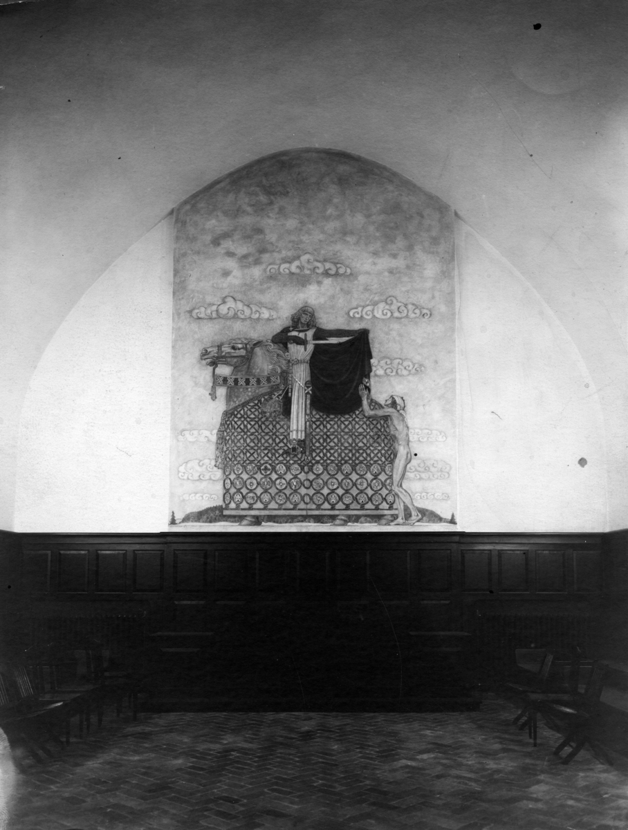 John Bauers Al Secco målning "Den helige Martin och tiggaren" som finns ...