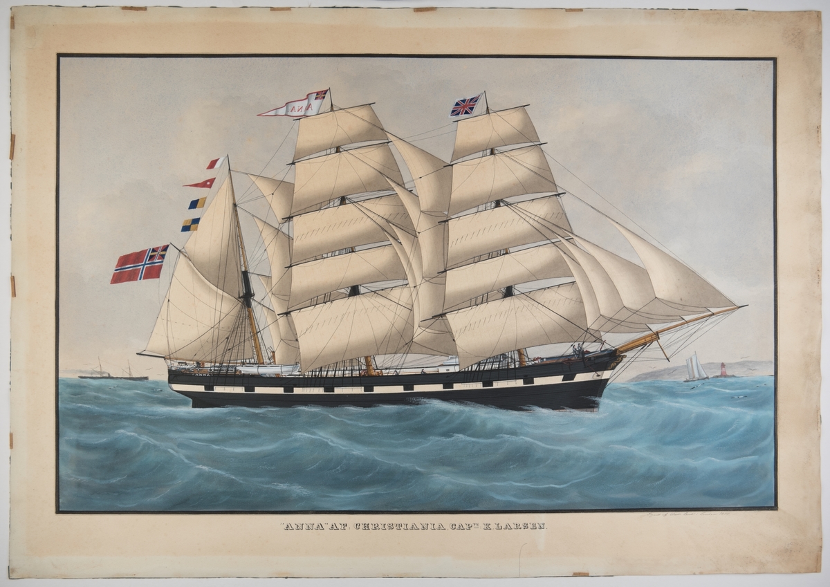 Bark 'Anna' af Christiania [Akvarell] - Norsk Maritimt Museum ...